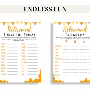 Golden Yellow Retirement Party Games Bundle, Fun Printable Activities ...