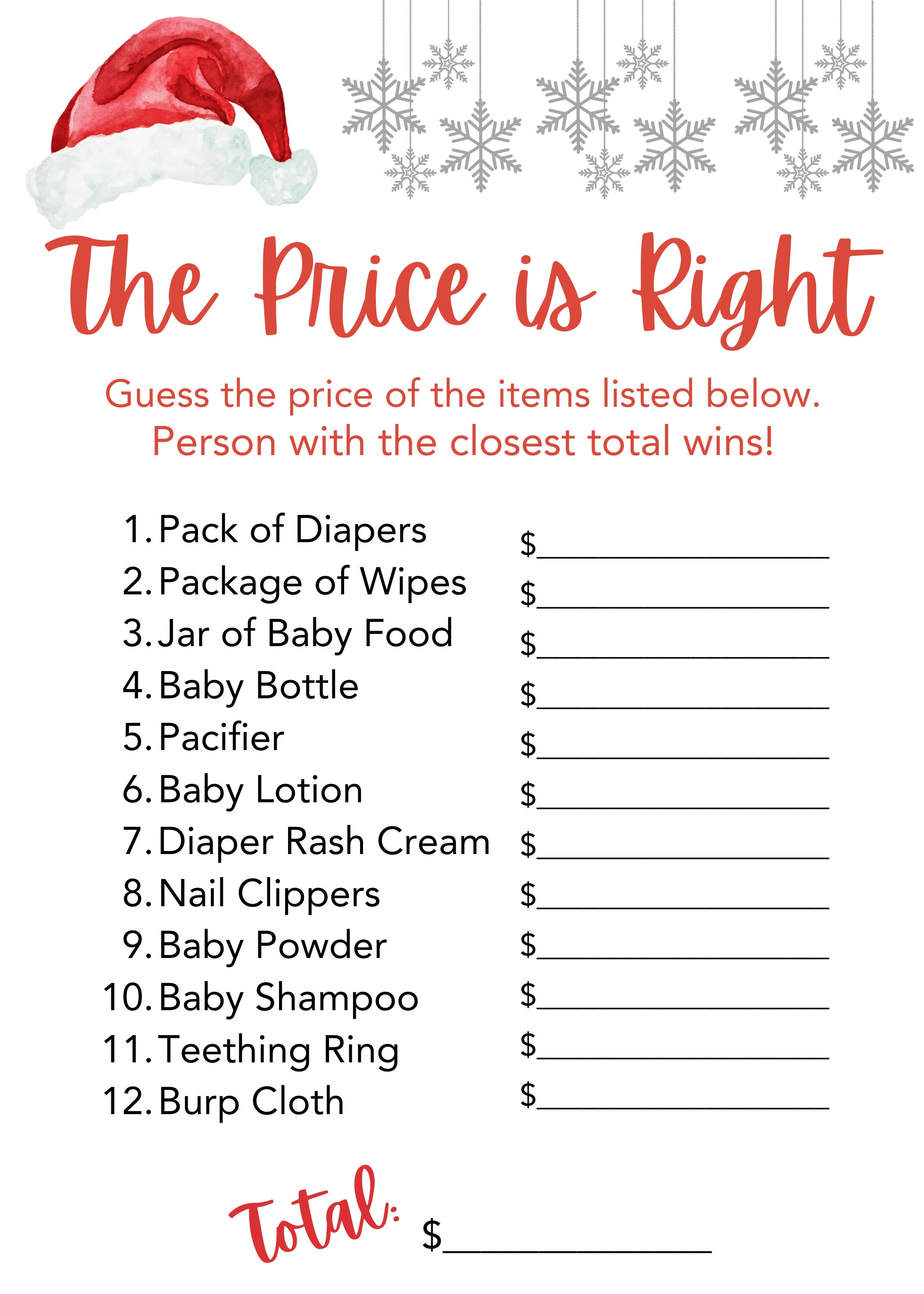 Printable Santa Baby Shower Games, Winter Baby Shower Activities ...