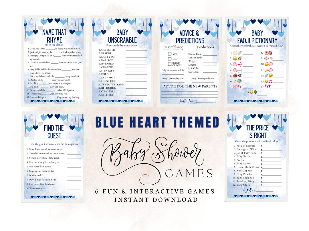Blue Baby Shower Games, Boy Baby Shower, Emoji Pictionary, Baby ...