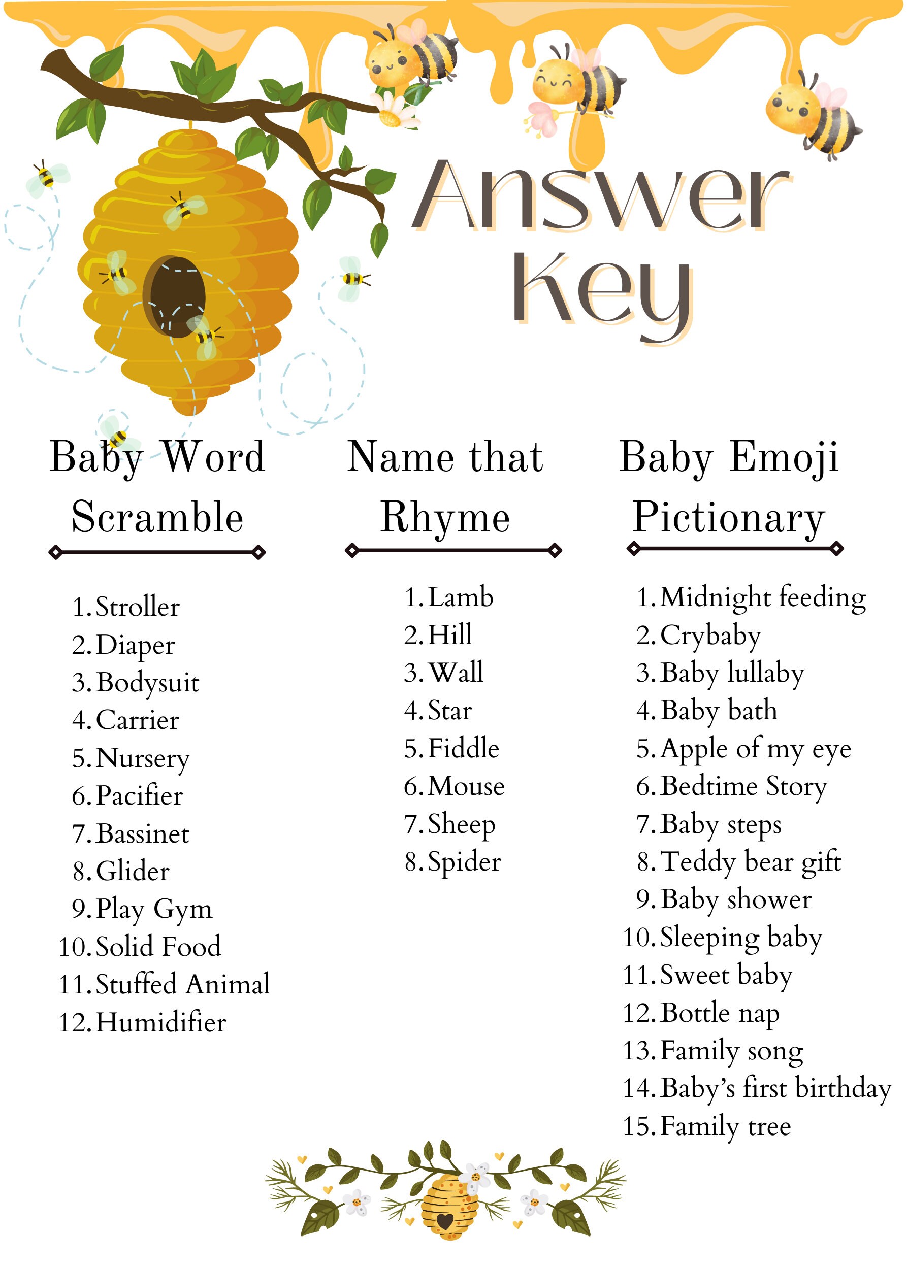 Bee Hive Baby Shower Games Bundle, Gender Neutral Printable Games ...