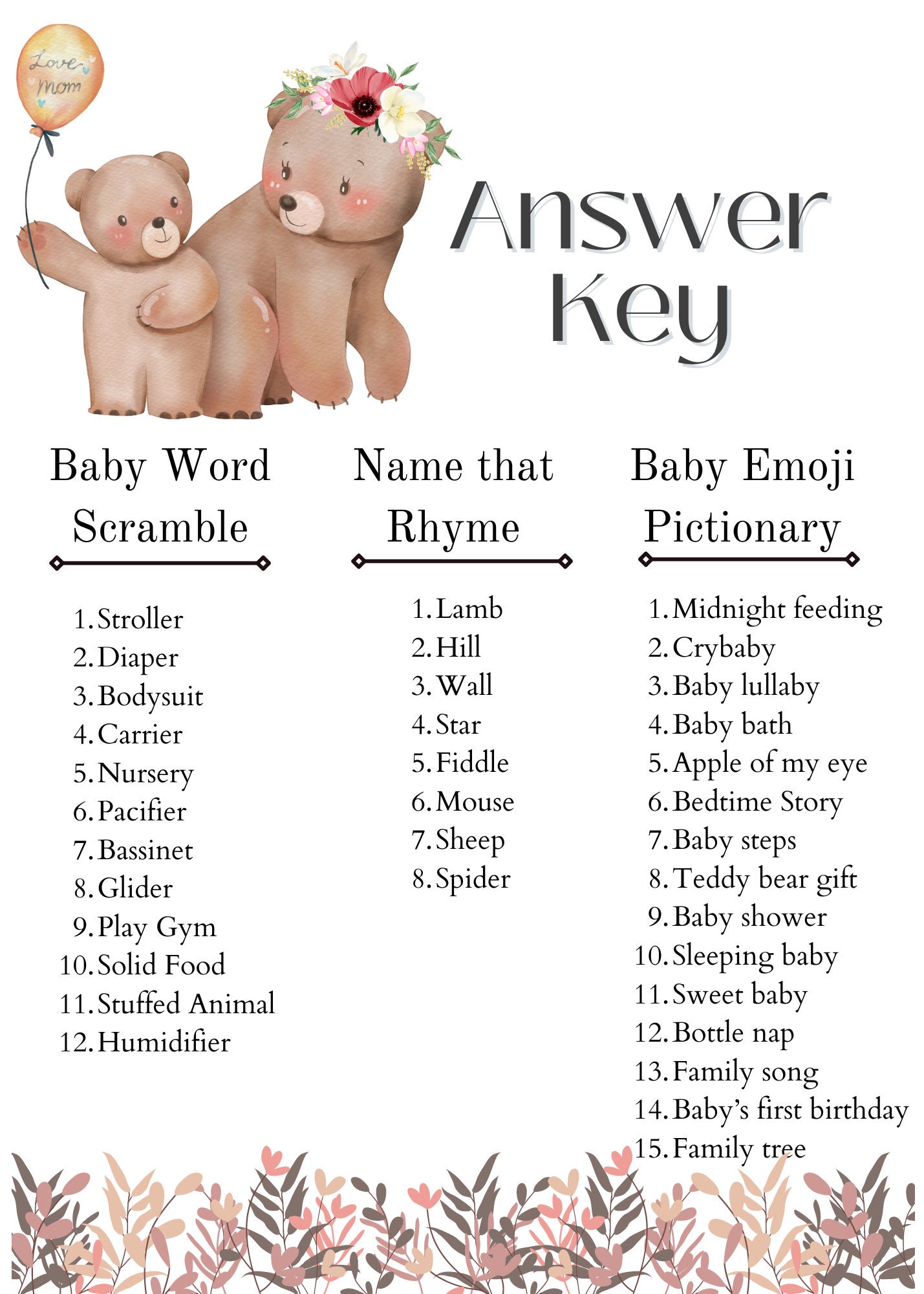 Mama Bear Baby Shower Games Bundle, Mama Baby Bear Printable Games, Teddy Bear Baby Shower ...