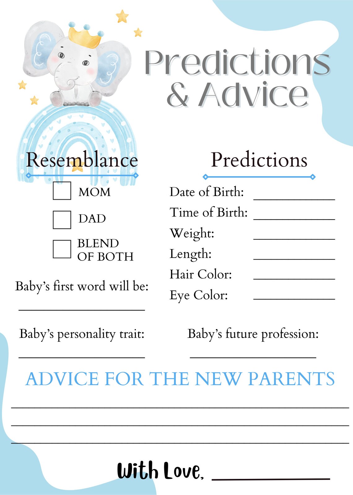 Blue Elephant Baby Shower Games Bundle, Baby Elephant Printable Games ...