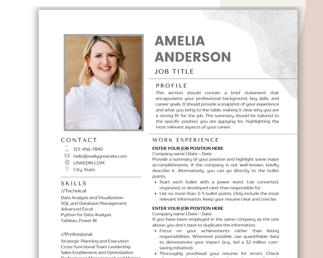 Editable Resume Template With Photo, Modern Resume Template Canva ...