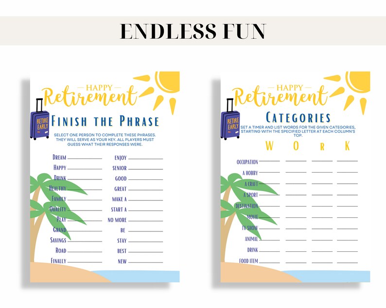 Beach Theme Retirement Party Games Bundle Fun Printable Activities for ...