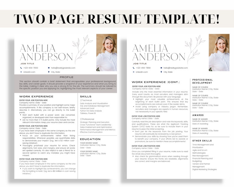 Editable Professional Resume Template With Photo, Canva Creative Resume ...