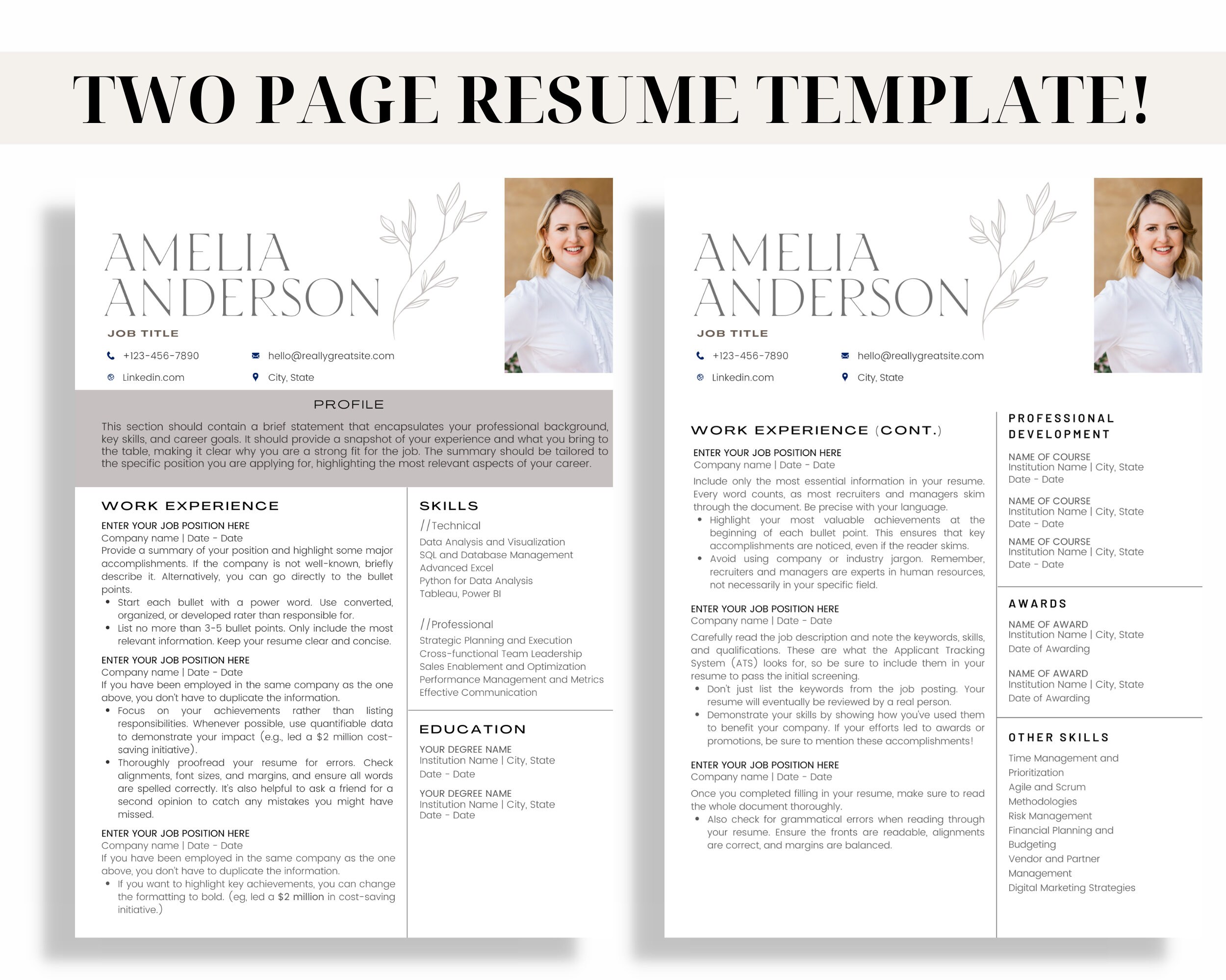 Editable Professional Resume Template With Photo, Canva Creative Resume ...