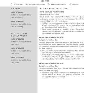 Clean Resume Template Canva, One Page Resume, Editable Professional ...