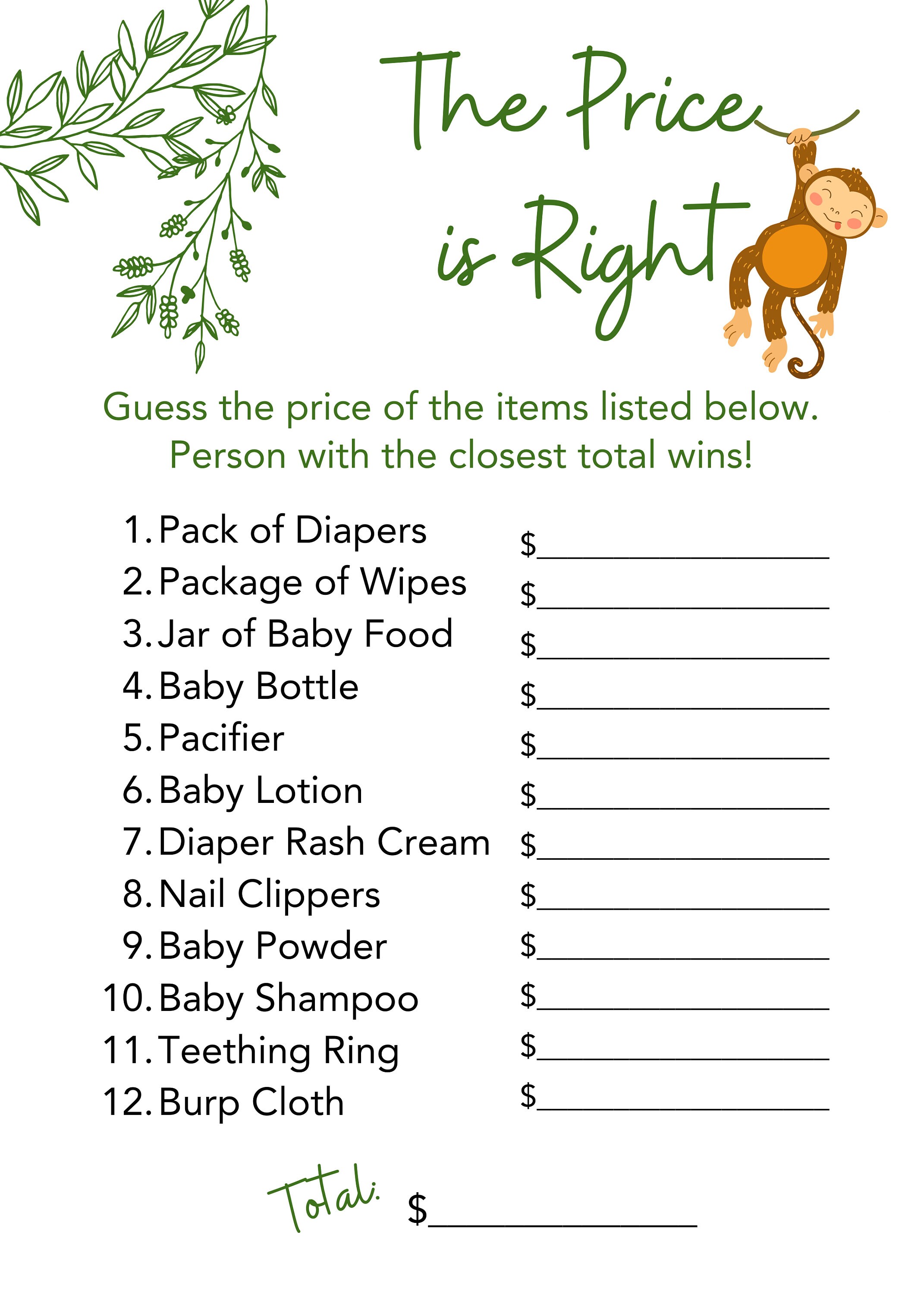 Monkey Themed Baby Shower Games Bundle, Gender Neutral Baby Shower ...