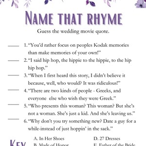 Purple Floral Bridal Shower Games Bundle, Printable Games, Flower ...