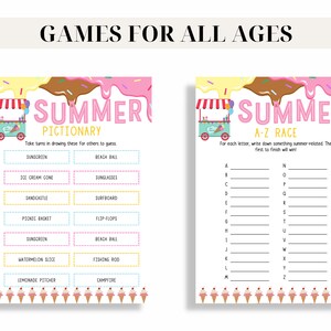 Ice Cream Delight Summer Party Games Bundle, Summer Birthday Games ...