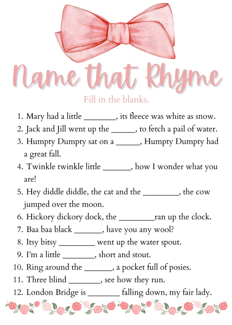 Pink Bow Baby Shower Games Bundle, Printable Pink Ribbon Baby Girl ...