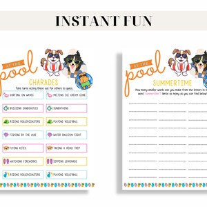 Summer Pool Party Games Bundle, Printable Pool Party Activities Set ...