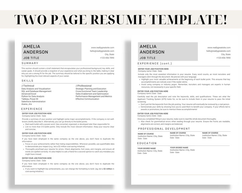 Data Analyst Resume Template for Canva, Editable, ATS Friendly, Modern ...
