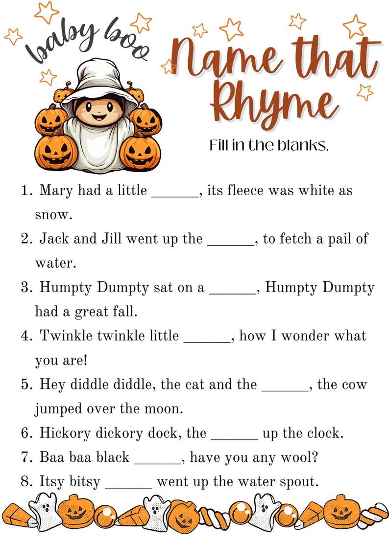 Halloween Baby Shower Games Bundle, Spooky Pumpkin Baby Shower ...