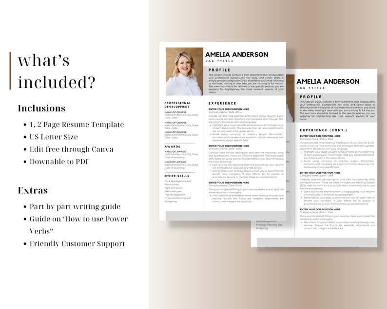 ATS Friendly Resume Template With Photo, Editable Canva Resume, Clean ...