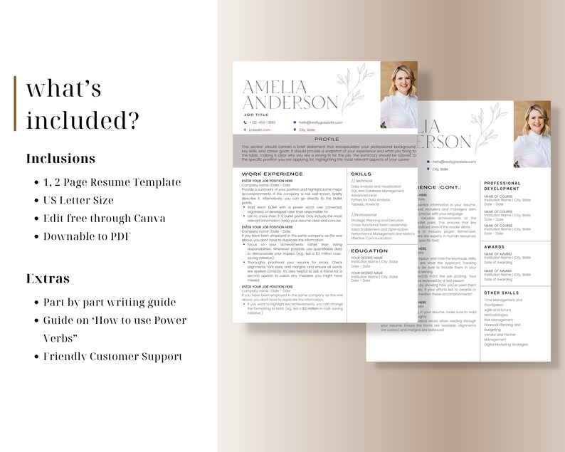 Editable Professional Resume Template With Photo, Canva Creative Resume ...