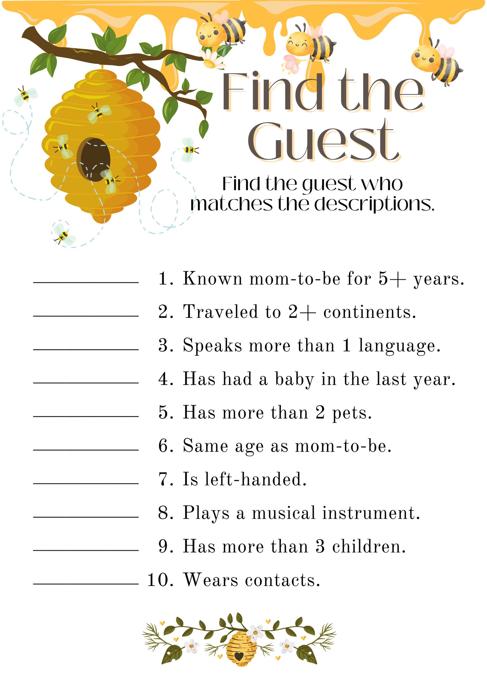 Bee Hive Baby Shower Games Bundle, Gender Neutral Printable Games ...