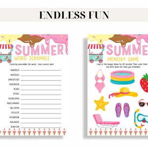 Ice Cream Delight Summer Party Games Bundle, Summer Birthday Games ...