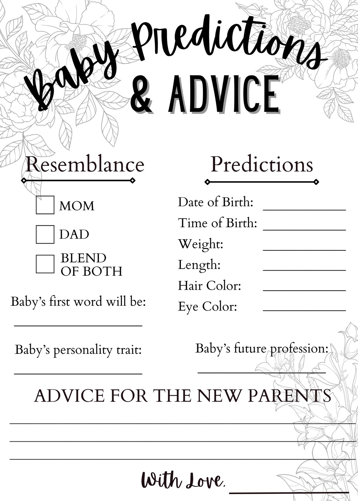 Gender Neutral Baby Shower Games Bundle, Printable Flower Baby Shower ...