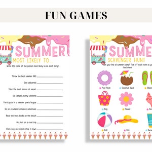 Ice Cream Delight Summer Party Games Bundle, Summer Birthday Games ...
