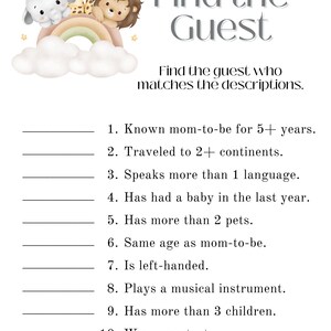 Safari Animals Baby Shower Games Bundle, Baby Animals Rainbow Printable ...