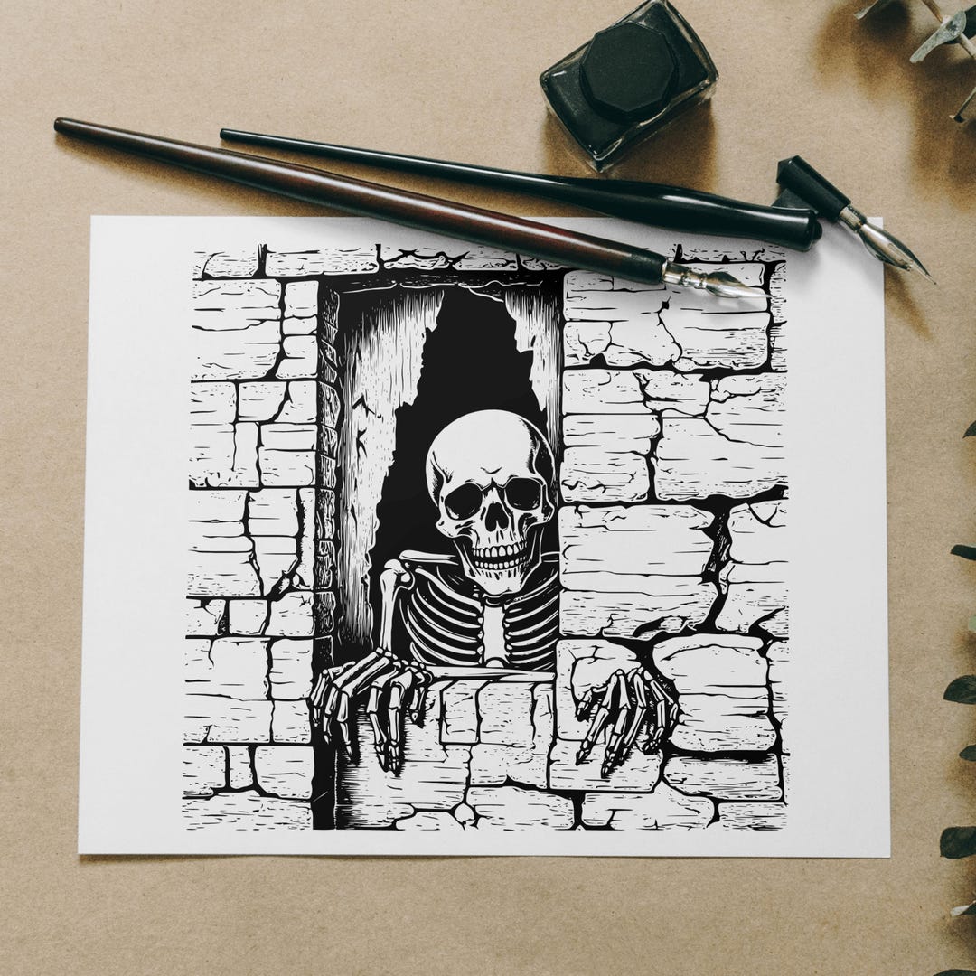 Skeleton in Wall Vector Design, SVG, PNG and JPEG File Included. It is ...