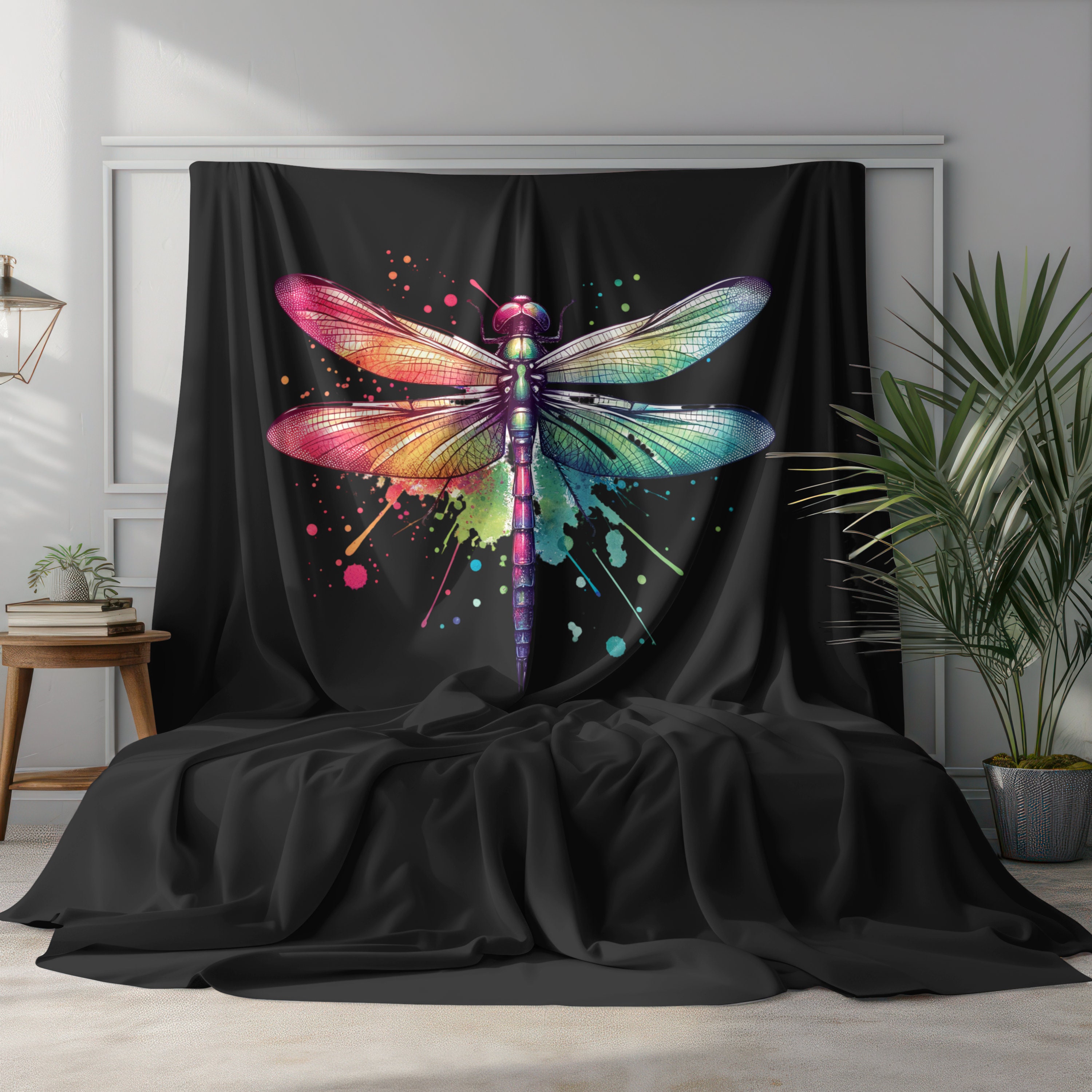 Watercolor Dragonfly Clip Art: Rainbow Insect Design (PNG, JPEG Digital ...