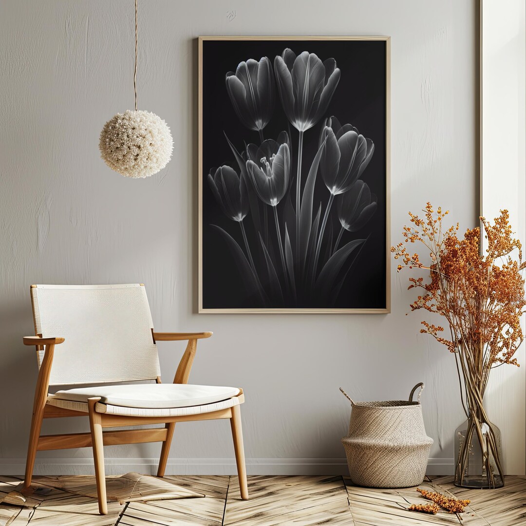 Black and White Tulips X-ray Art Print (digital Download) - Etsy