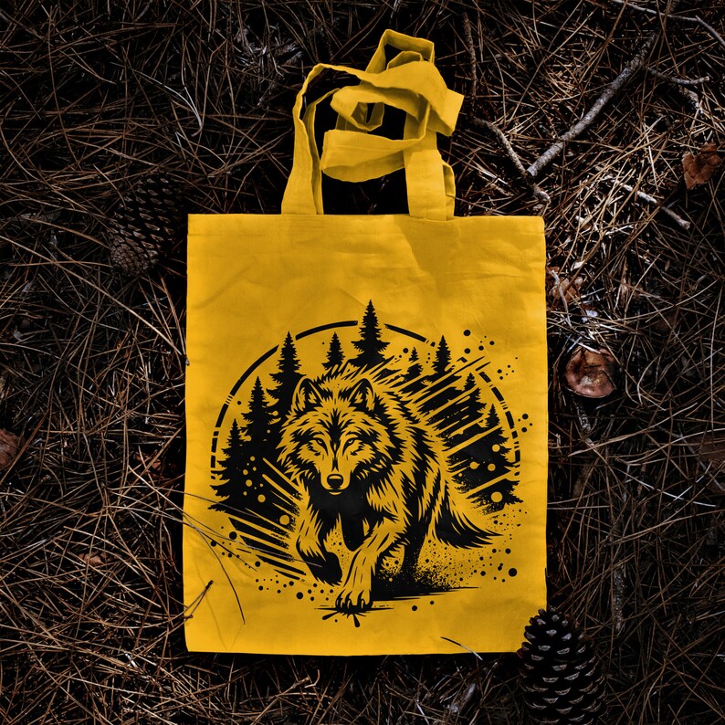 Charging Wolf in the Woods Vector Design; SVG, PNG and JPEG Vector ...