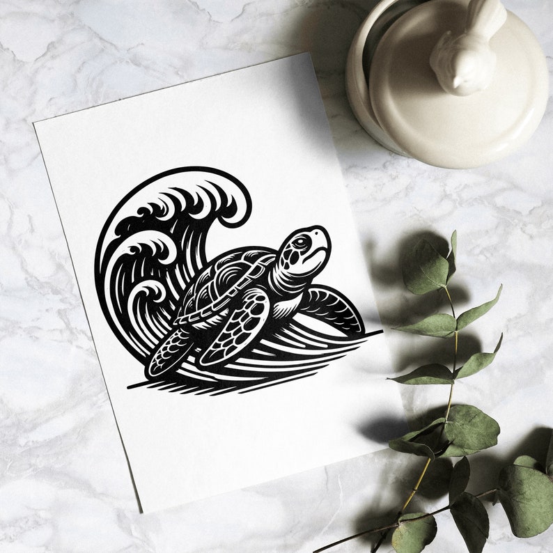 Sea Turtle Wave Vector Design: SVG, PNG, JPEG Files (digital Download ...