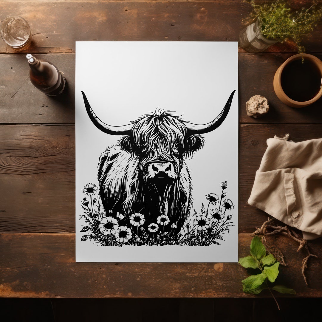 Highland Cow Vector Art: SVG, PNG, JPEG Files (digital Download) - Etsy