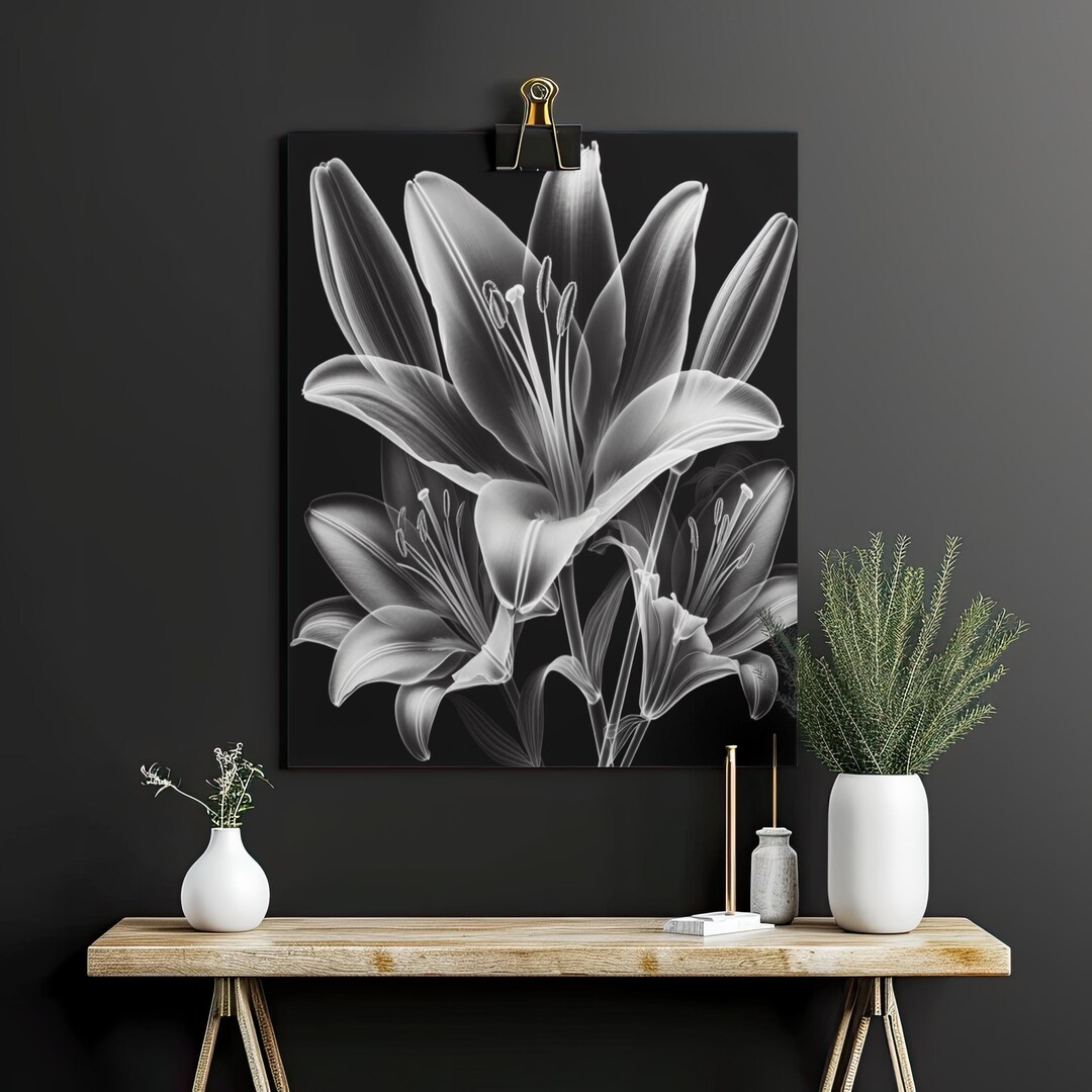 Black and White Lily X-ray Art Print (digital Download) - Etsy