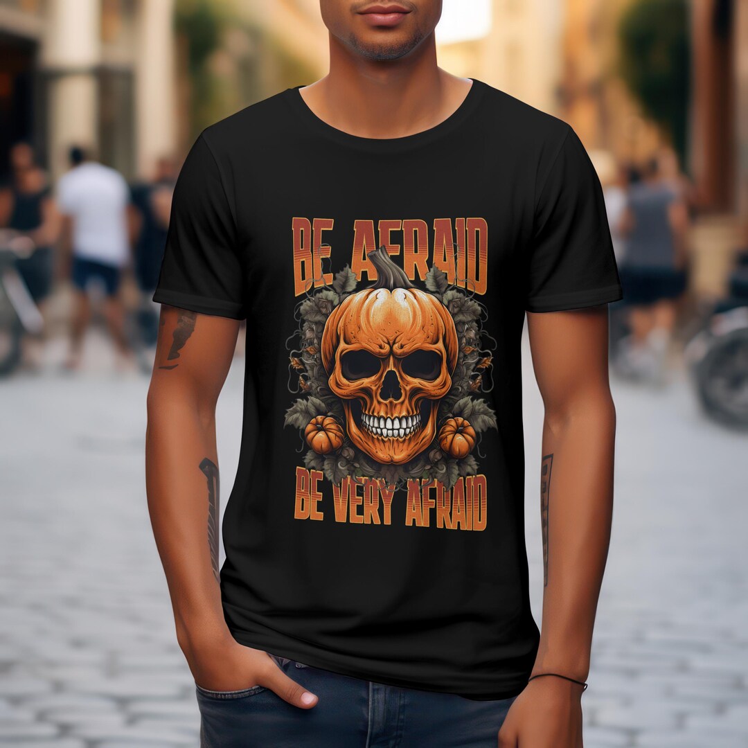 Be Afraid Halloween Graphic: Pumpkin Skull Design (PNG, JPEG) - Etsy