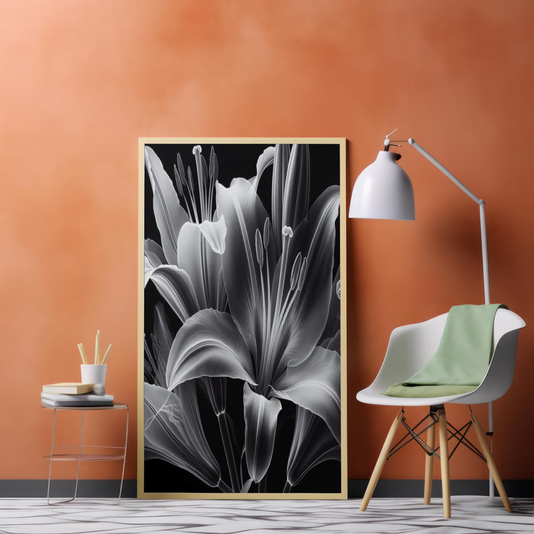 Black and White Lily X-ray Art Print (digital Download) - Etsy