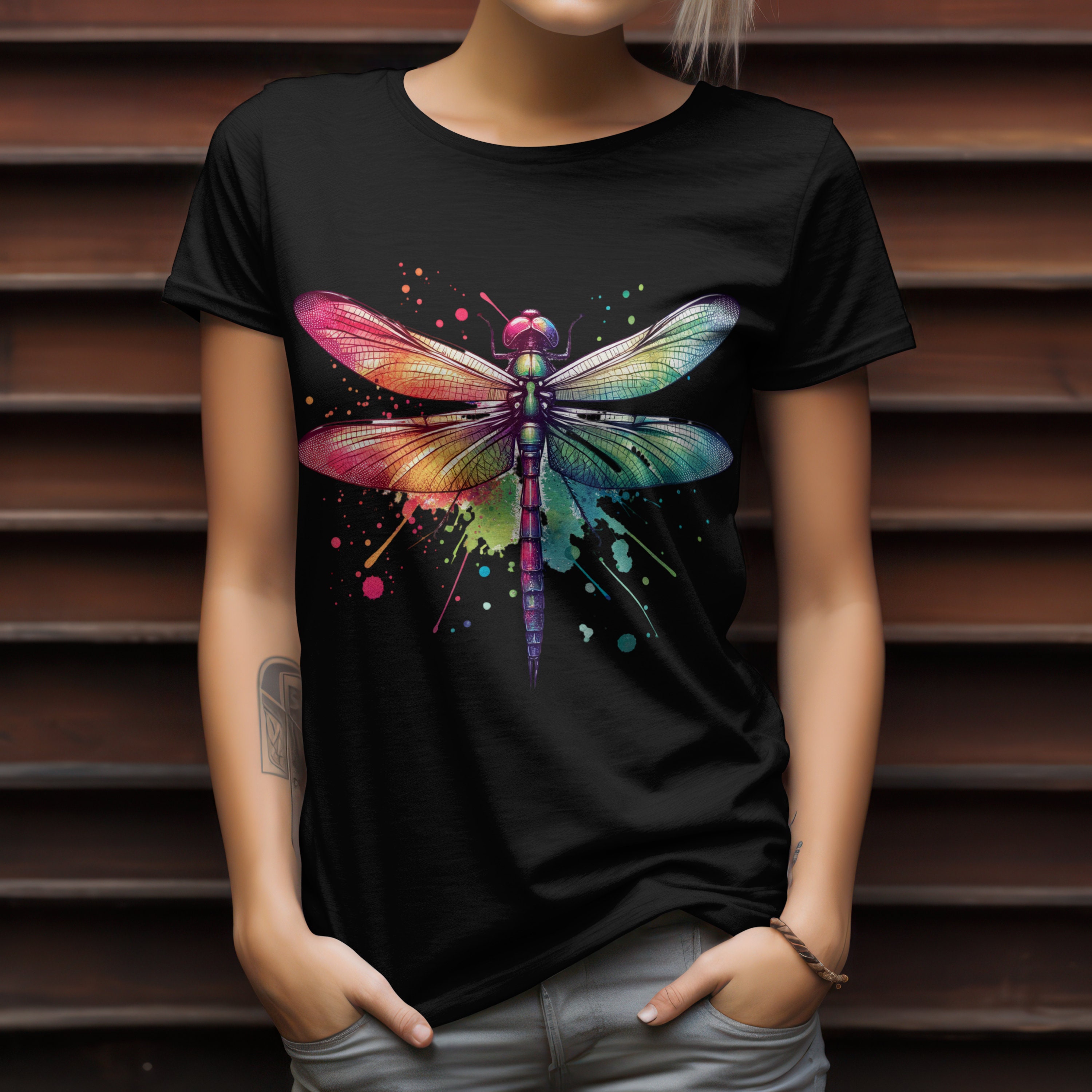Watercolor Dragonfly Clip Art: Rainbow Insect Design (PNG, JPEG Digital ...