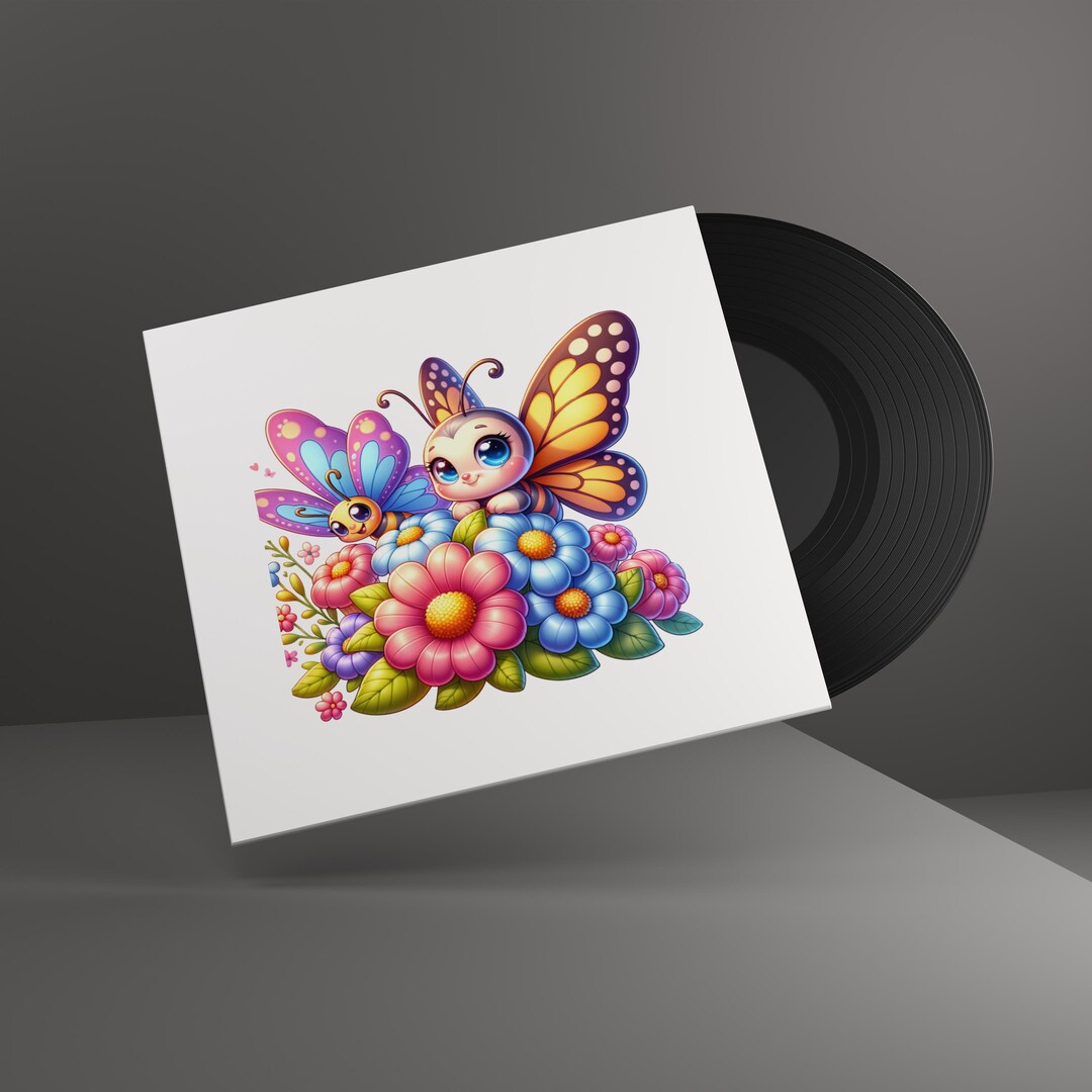 Cute Butterfly and Flower Clip Art: SVG, PNG, JPEG (digital Download ...