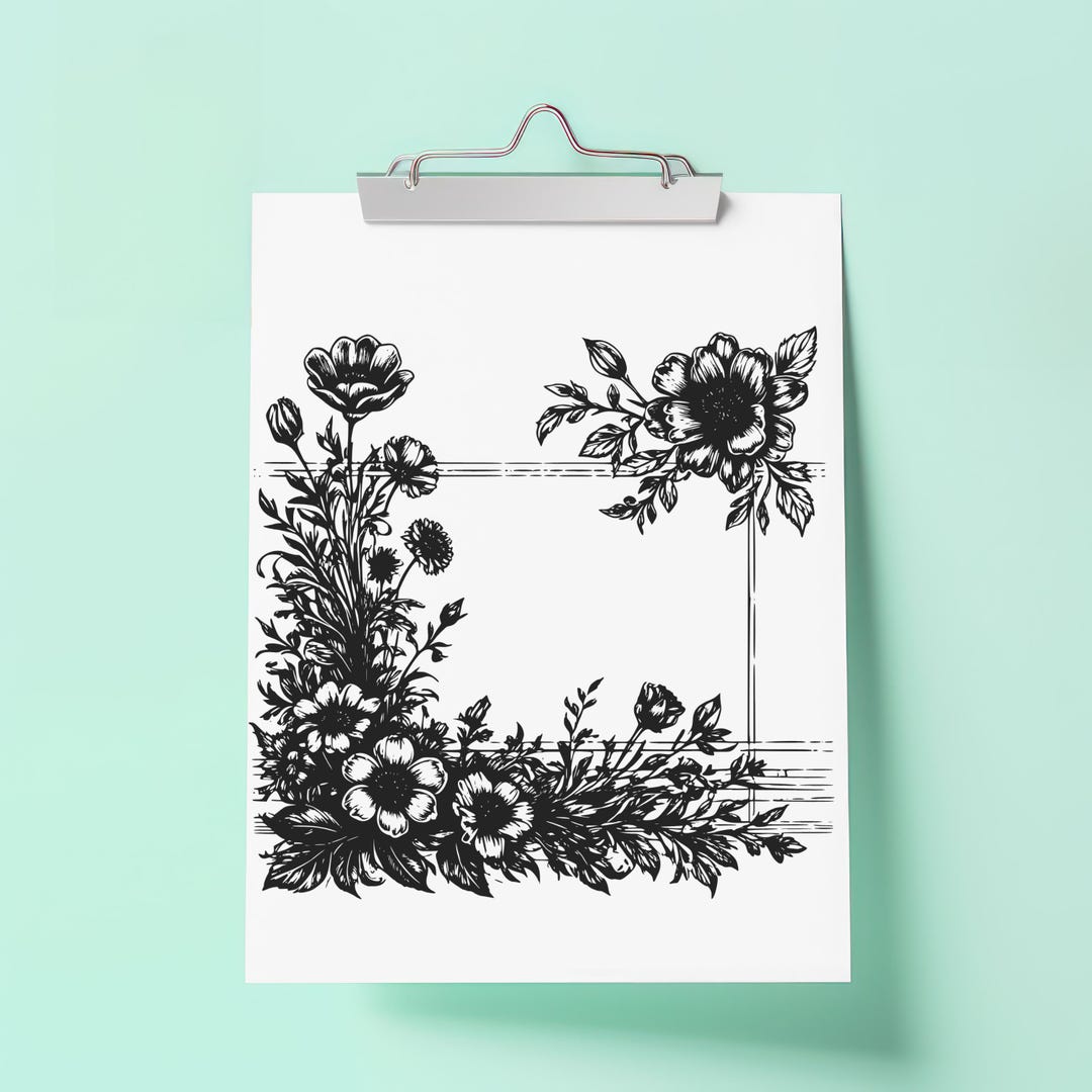 Flower Boarder Vector Design: SVG, PNG and JPEG File Included, This is ...