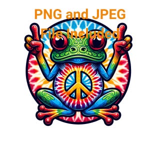 Peace Out Frog Clip Art Design PNG and JPEG File Included It is a ...