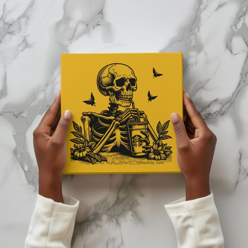 Skeleton Sipping Iced Coffee Vector Design (SVG, PNG, JPEG) - Etsy