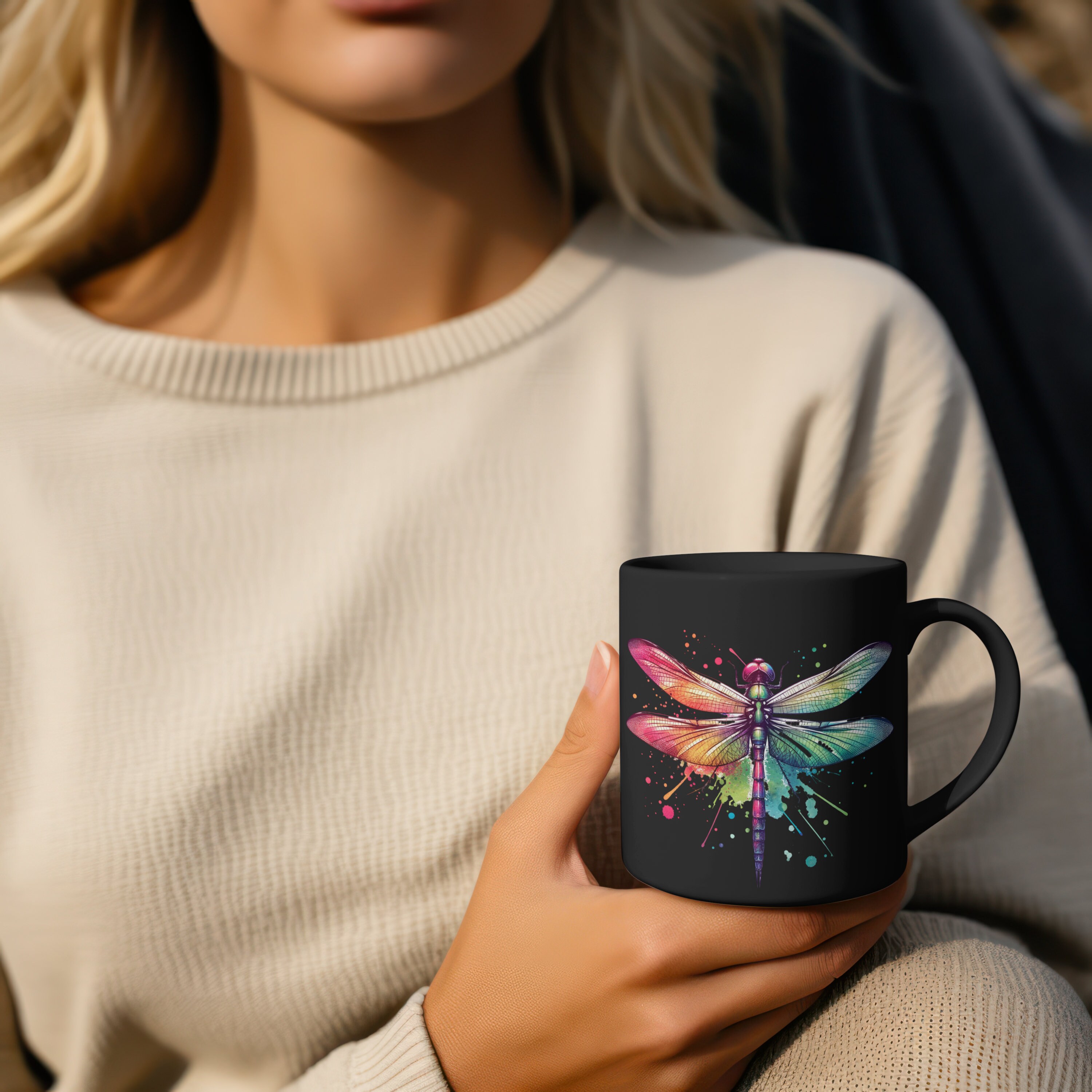 Watercolor Dragonfly Clip Art: Rainbow Insect Design (PNG, JPEG Digital ...