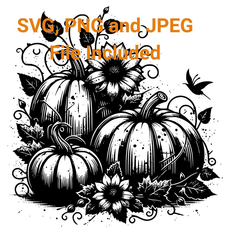 Pumpkin Vine Vector Design: SVG, PNG and JPEG File is Included. It is a ...