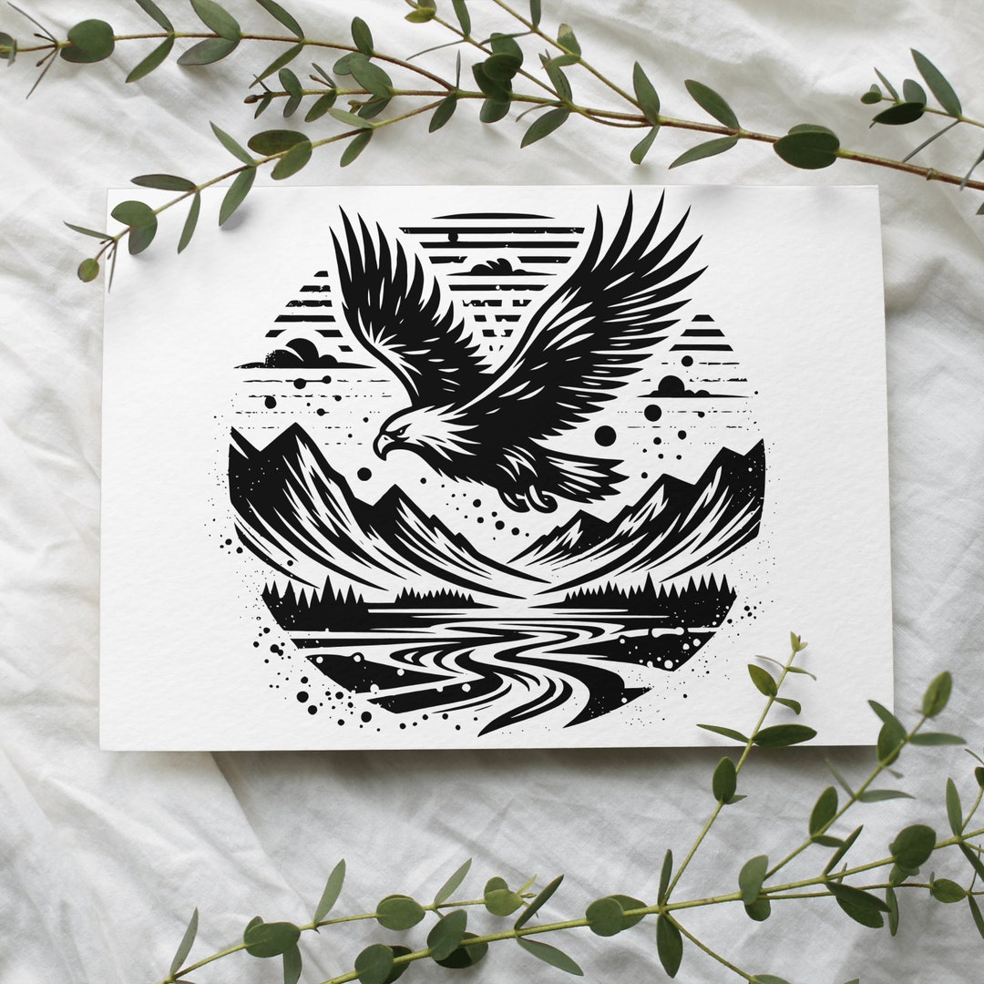 Eagle in Flight Vector Design; SVG, PNG and JPEG File Included. It is a ...