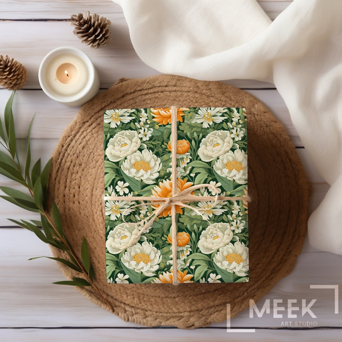 12 Premium Botanical Seamless Patterns Tangerine and Green - Etsy