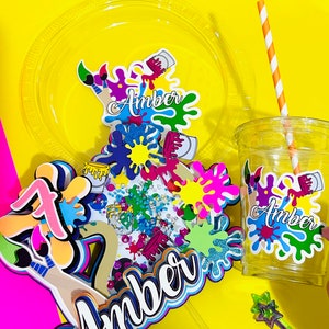 Paint Party Splatter Cake Topper/art Party Cake Topper/paint Shaker ...