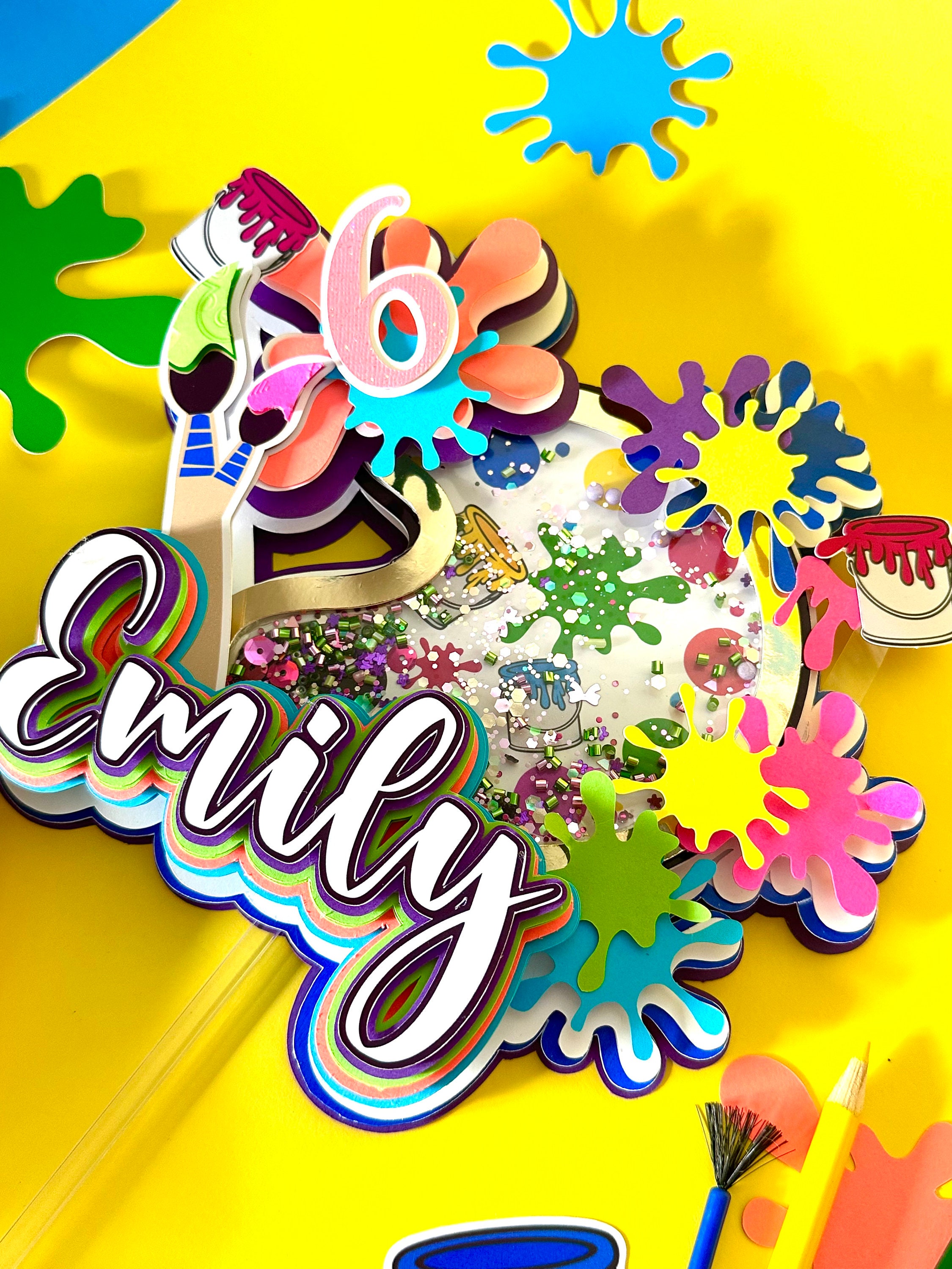 Paint Party Splatter Cake Topper/art Party Cake Topper/paint Shaker ...