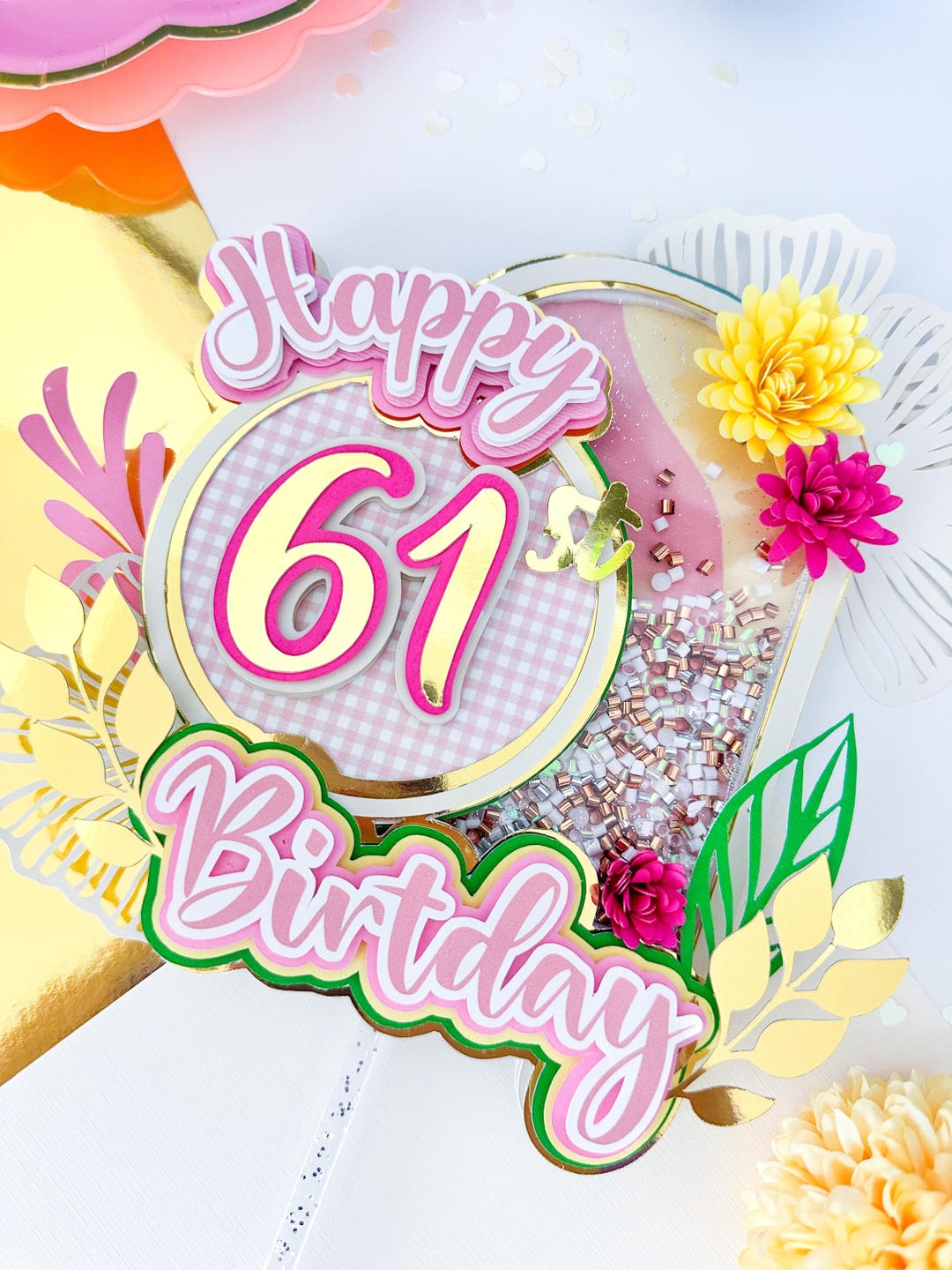 60th Birthday Cake Topper, 61st Birthday Cupcake, 61 Birthday ...