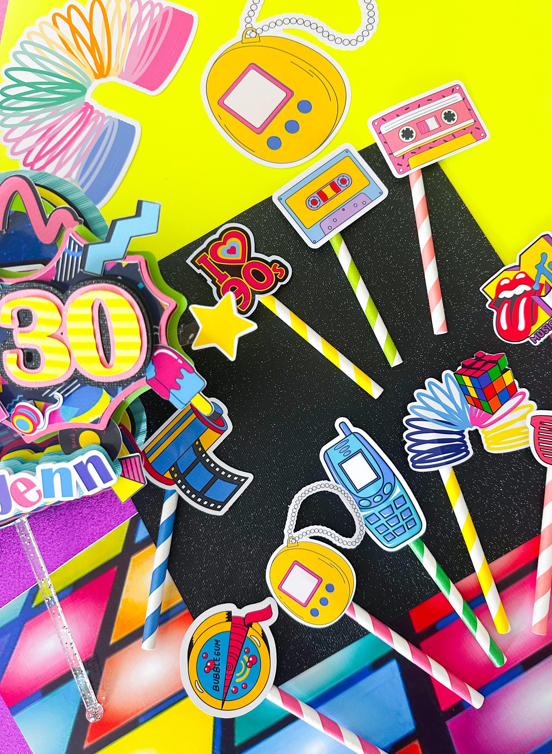 80s Retro Cake Topper, 90s Birthday Party Decorations, Personalized ...