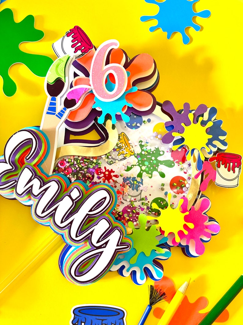 Paint Party Splatter Cake Topper/art Party Cake Topper/paint Shaker ...