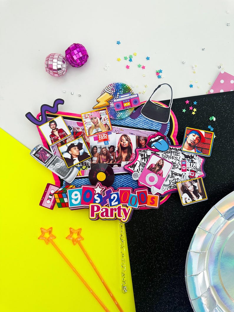 Y2K Cake Topper: 90s/2000s Party Centerpiece, Y2K Cupcake Toppers ...