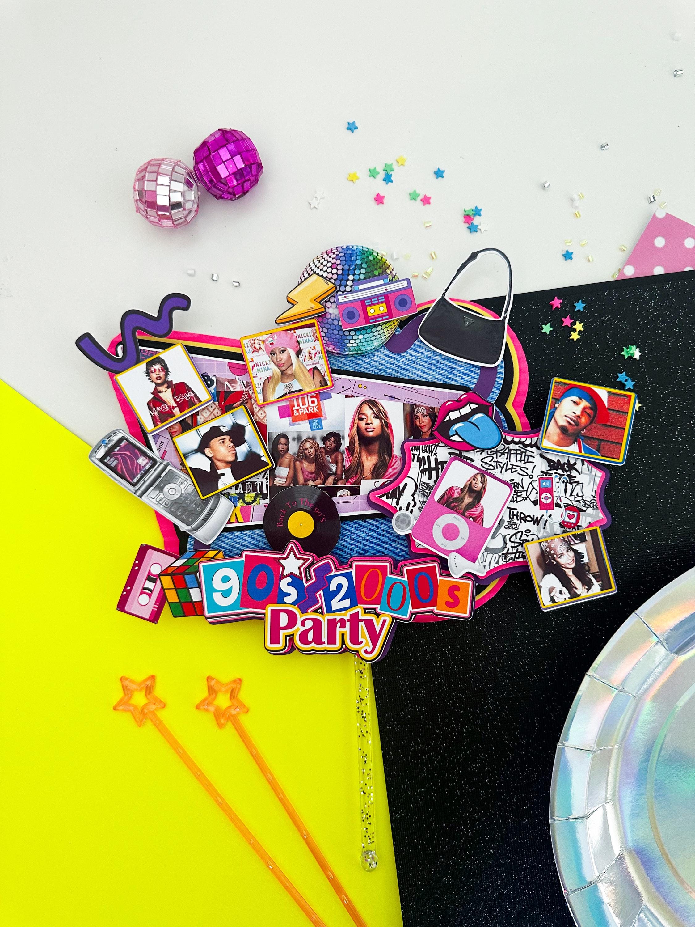Y2K Cake Topper: 90s/2000s Party Centerpiece, Y2K Cupcake Toppers ...